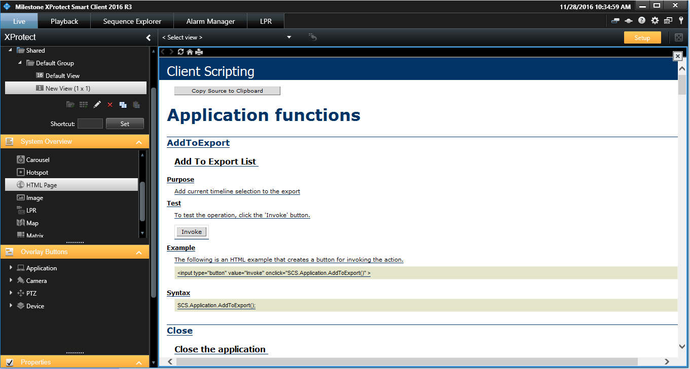 View a list of function calls for Smart Client scripting (how-to)