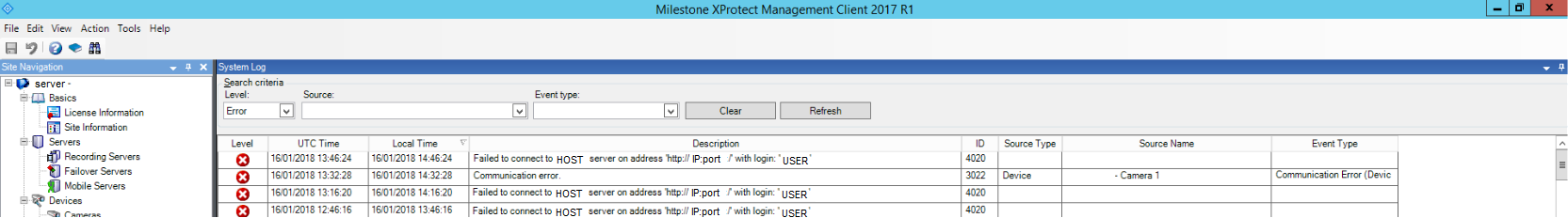 Xprotect Management Client System Log Error Id 4020