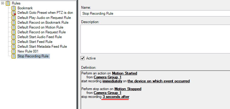 Recording Does Not Stop Despite Motion Stopped Xprotect Advanced Vms