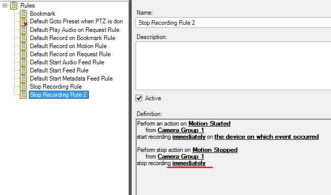 Recording Does Not Stop Despite Motion Stopped Xprotect Advanced Vms