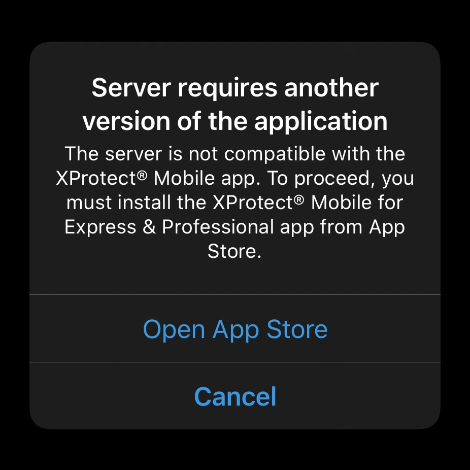 Xprotect Mobile App On Ios — Server Requires Another Version Of The