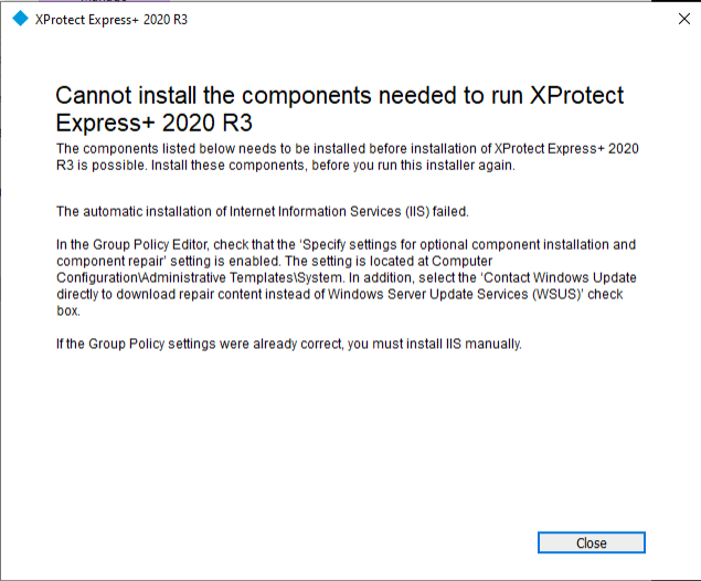Installation Of Xprotect Vms Fails Because Automatic Installation Of