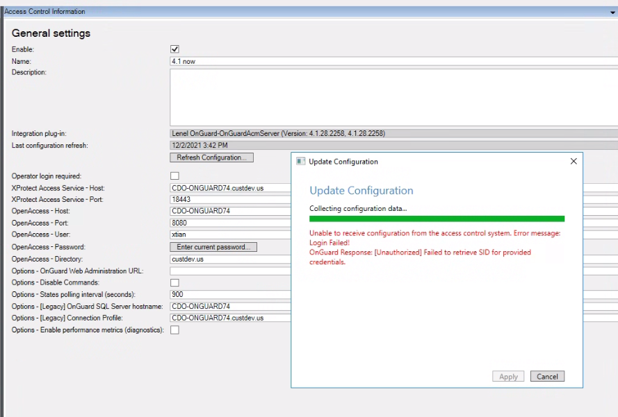 Xprotect Access Integrations With 2021 R1r2 And 2022 R1 Show No Error