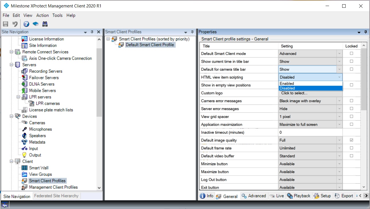 Smart Client 2020 R1 and later — scripting in HTML view elements