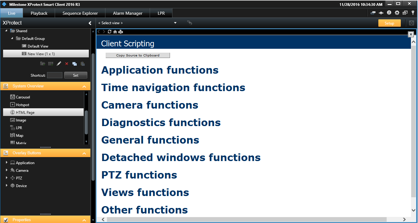 View a list of function calls for Smart Client scripting (how-to)